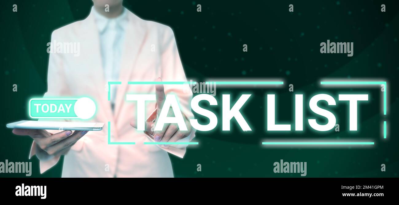 Sign displaying Task List. Internet Concept Planification reminder ...