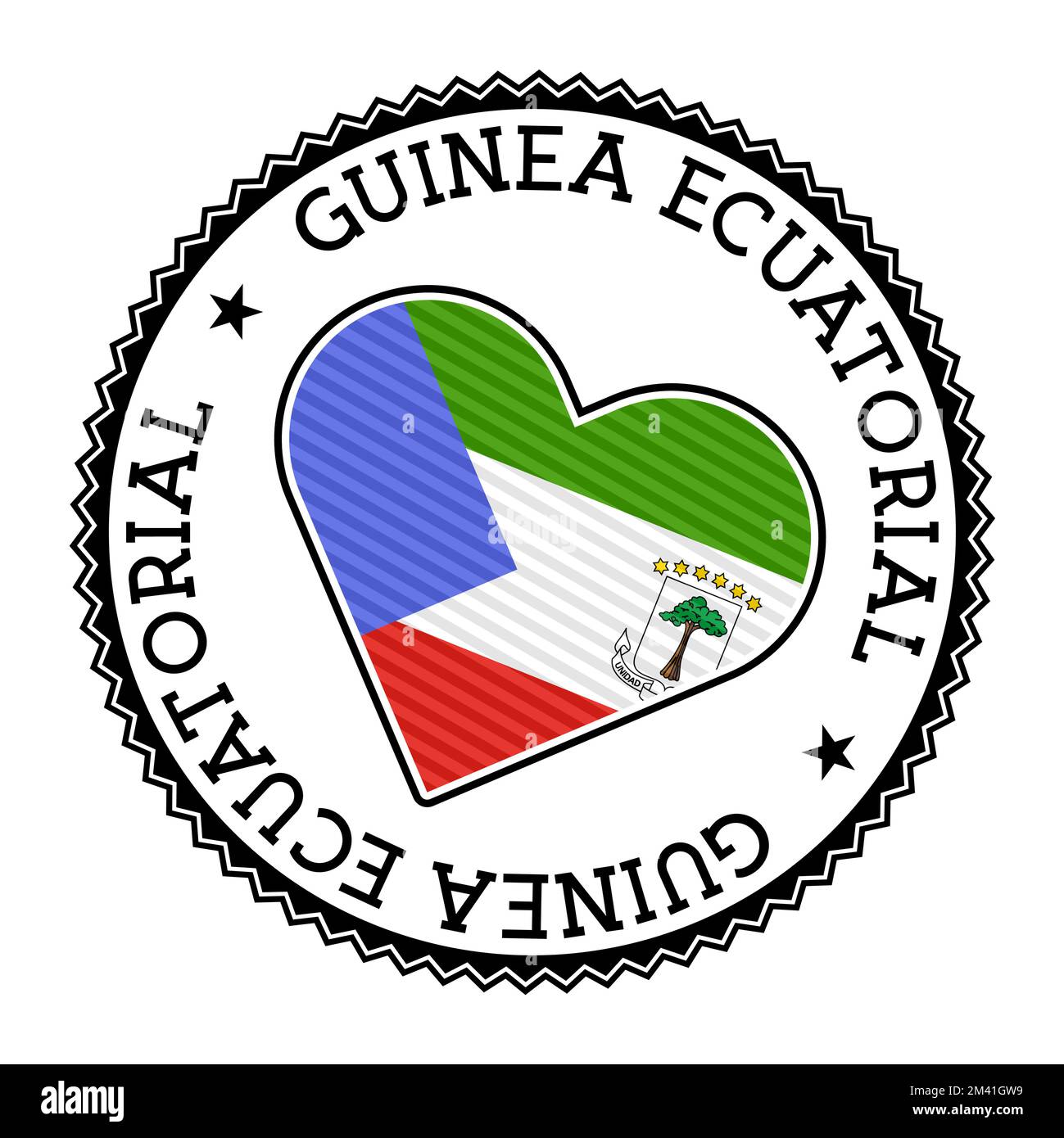 Equatorial Guinea heart badge. Vector logo of Equatorial Guinea with ...