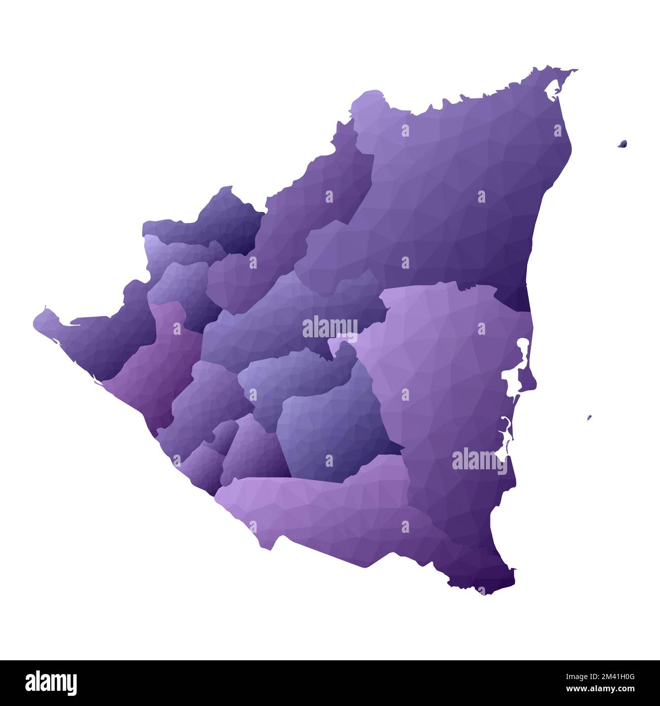 Nicaragua map. Geometric style country outline. Creative violet vector ...