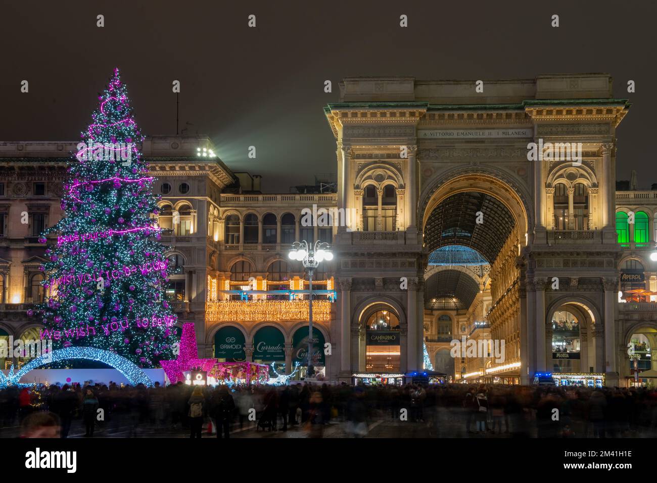 Milan Italy December 17 2022: Illuminated christmas tree at the ...