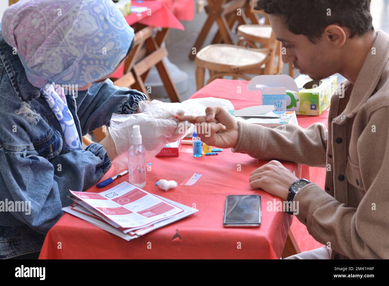 Cairo, Egypt, December 15 2022: ABO blood typing for checking the blood ...
