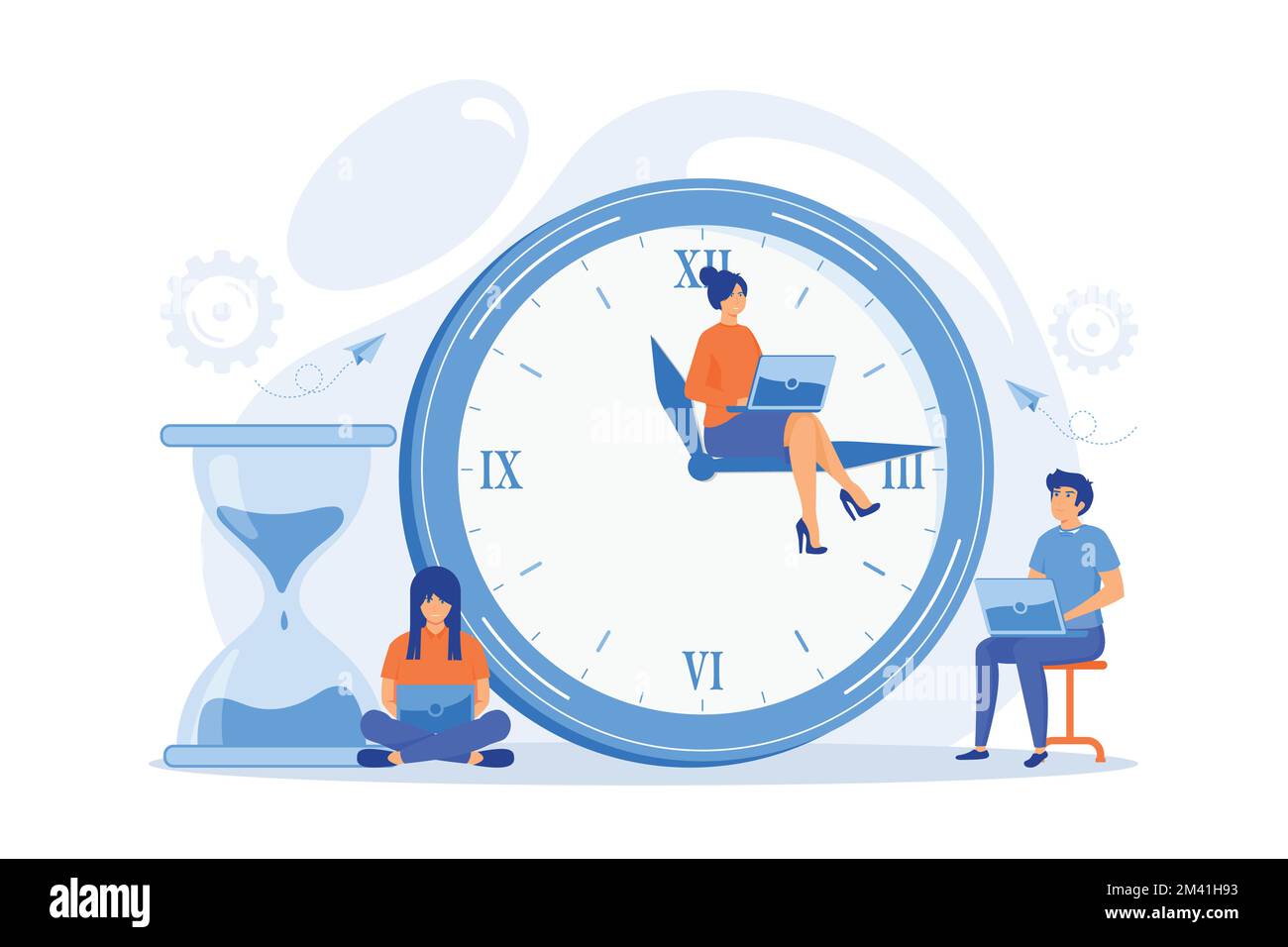 Busy business people with laptops hurry up to complete tasks at huge ...