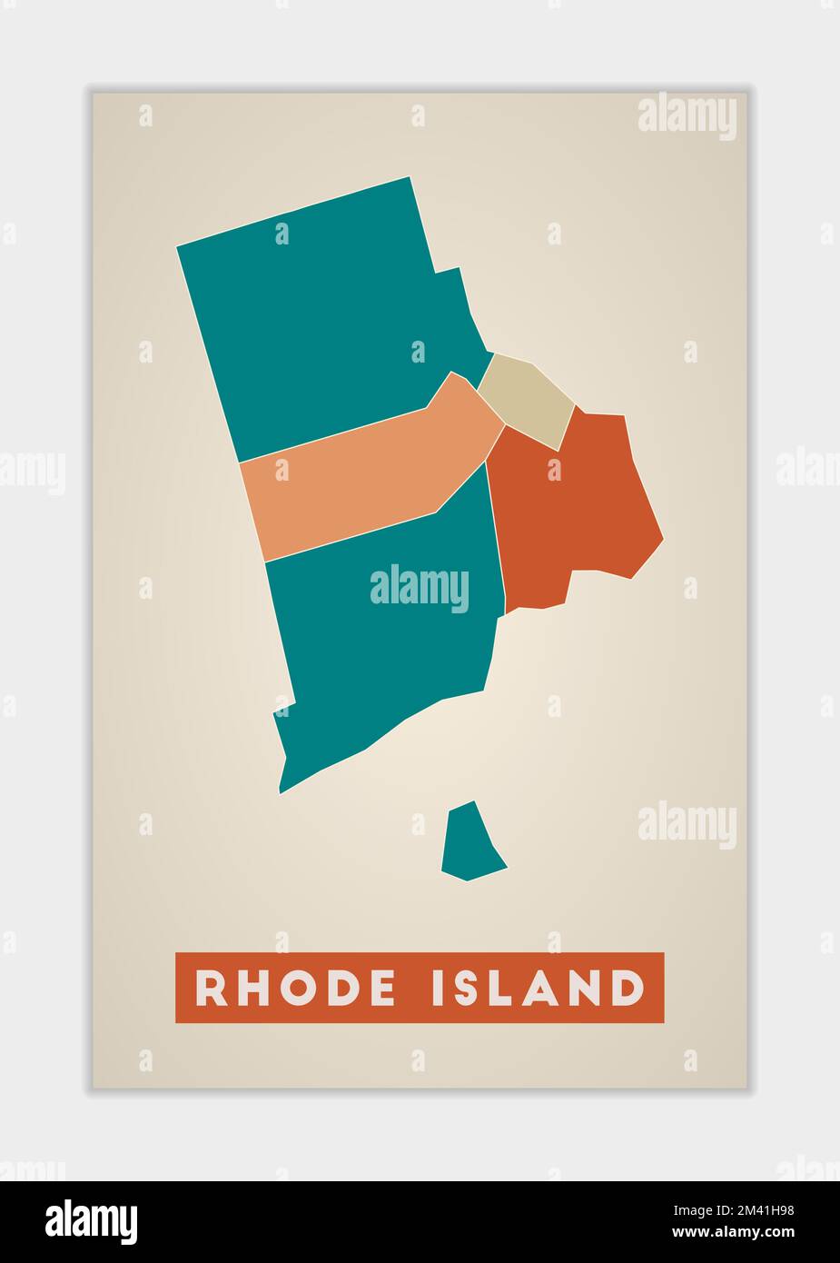 Rhode Island poster. Map of the US state with colorful regions. Shape ...