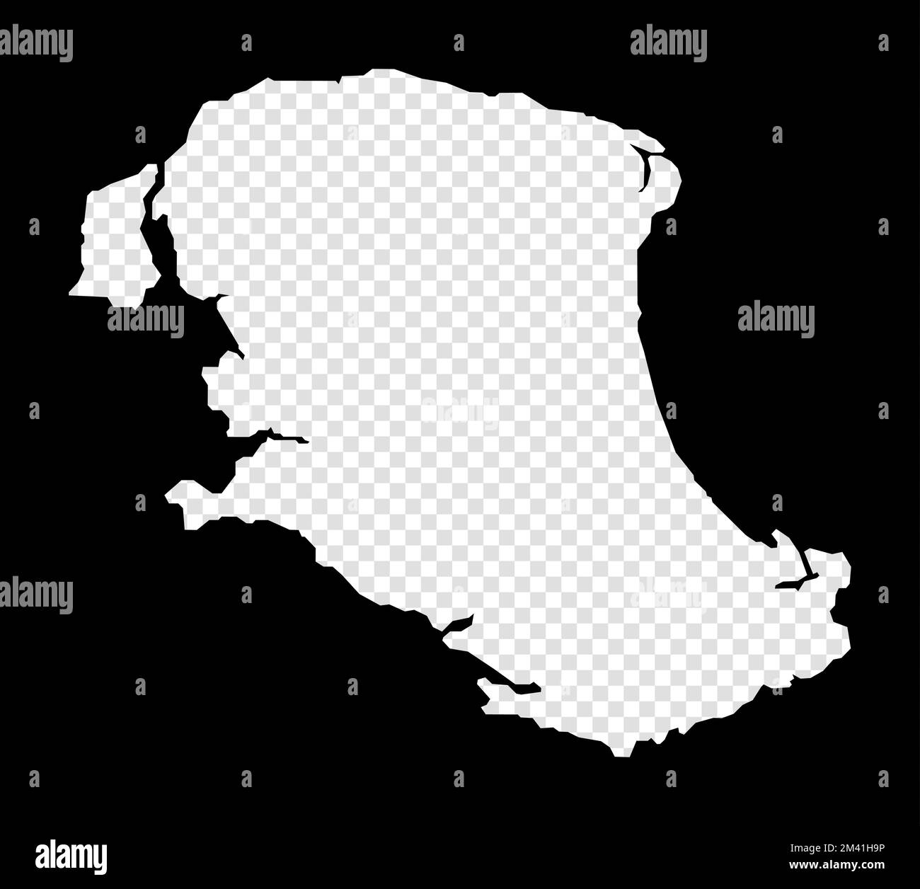 Stencil map of Parrot Cay. Simple and minimal transparent map of Parrot Cay. Black rectangle ...