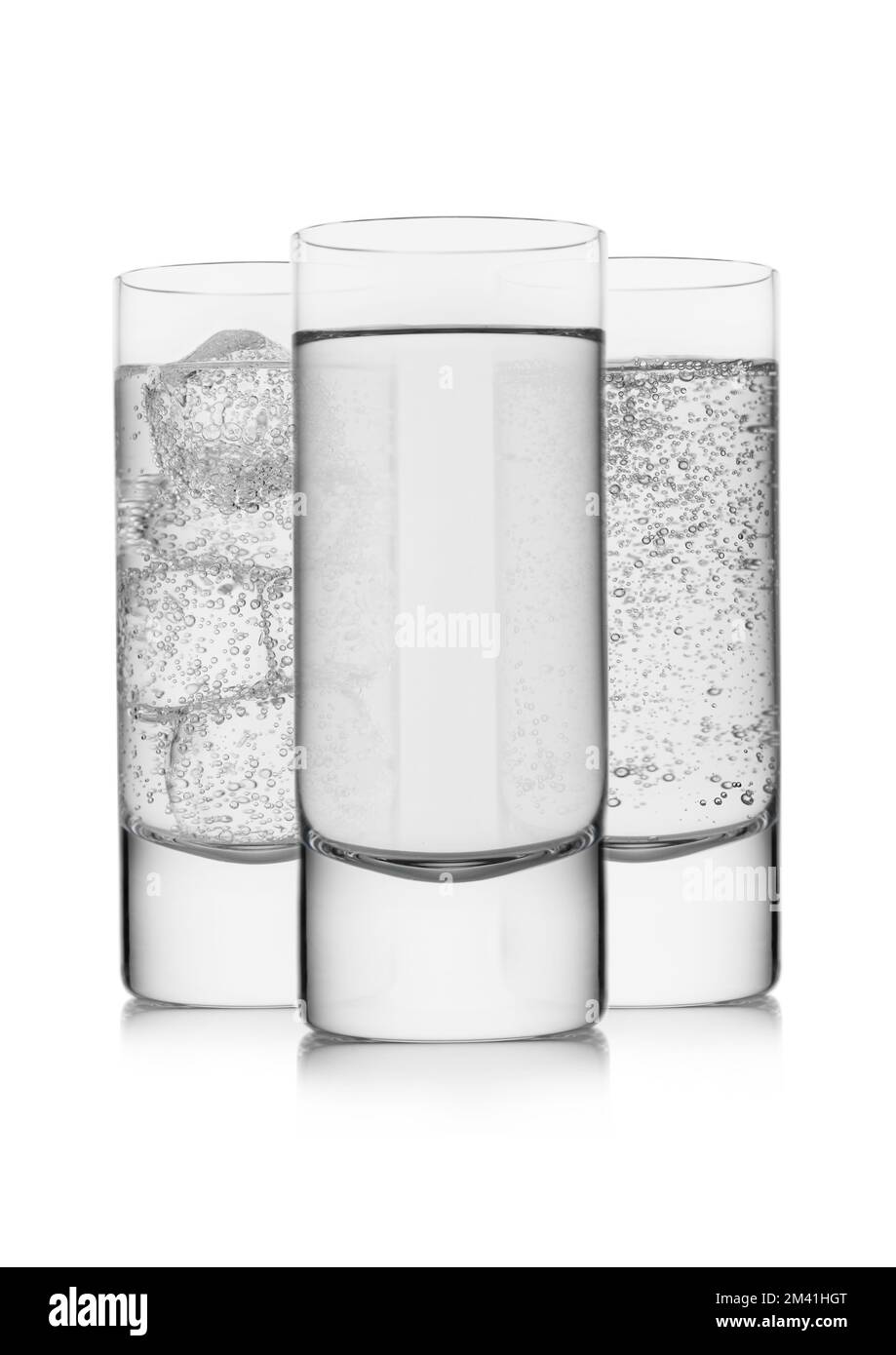 Highball glasses with sparkling and still mineral water drink on white Stock Photo - Alamy