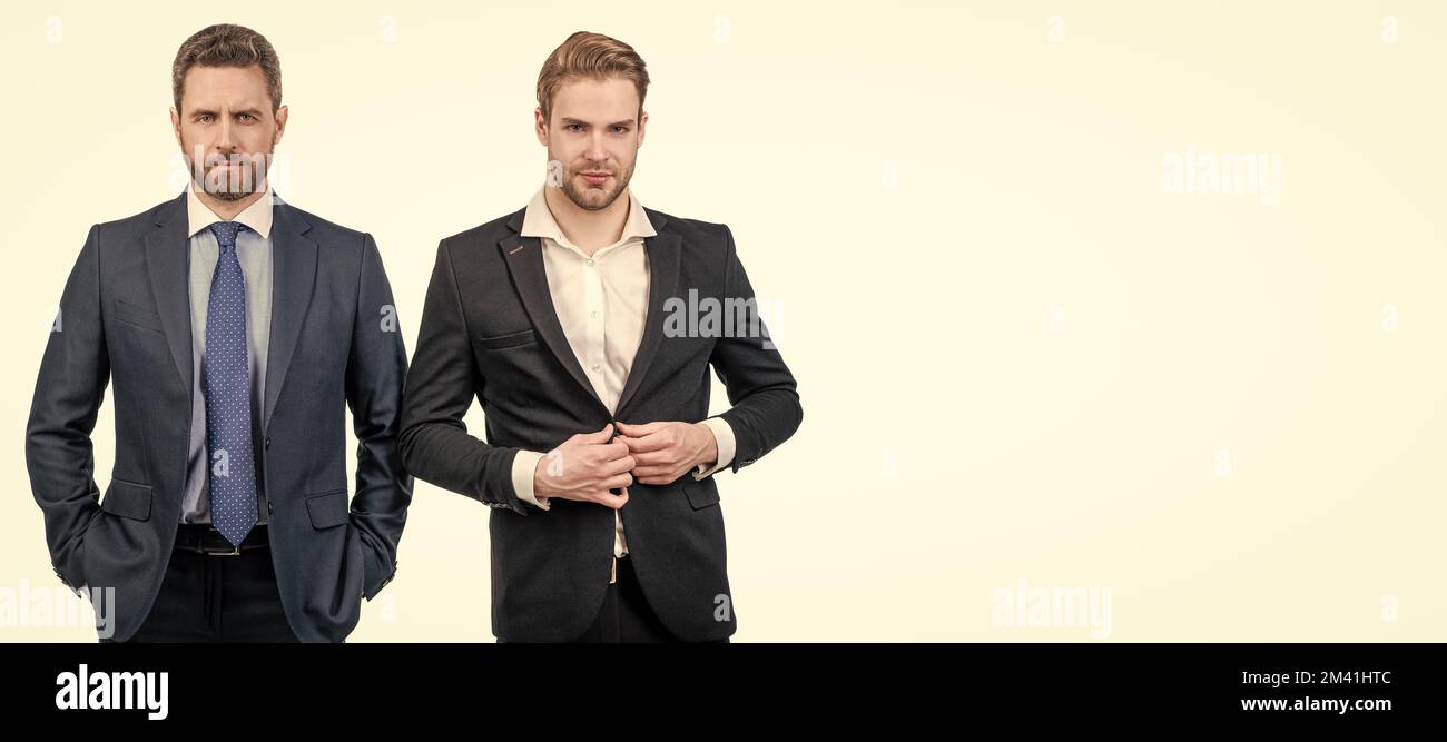 Man face portrait, banner with copy space. two confident men ...