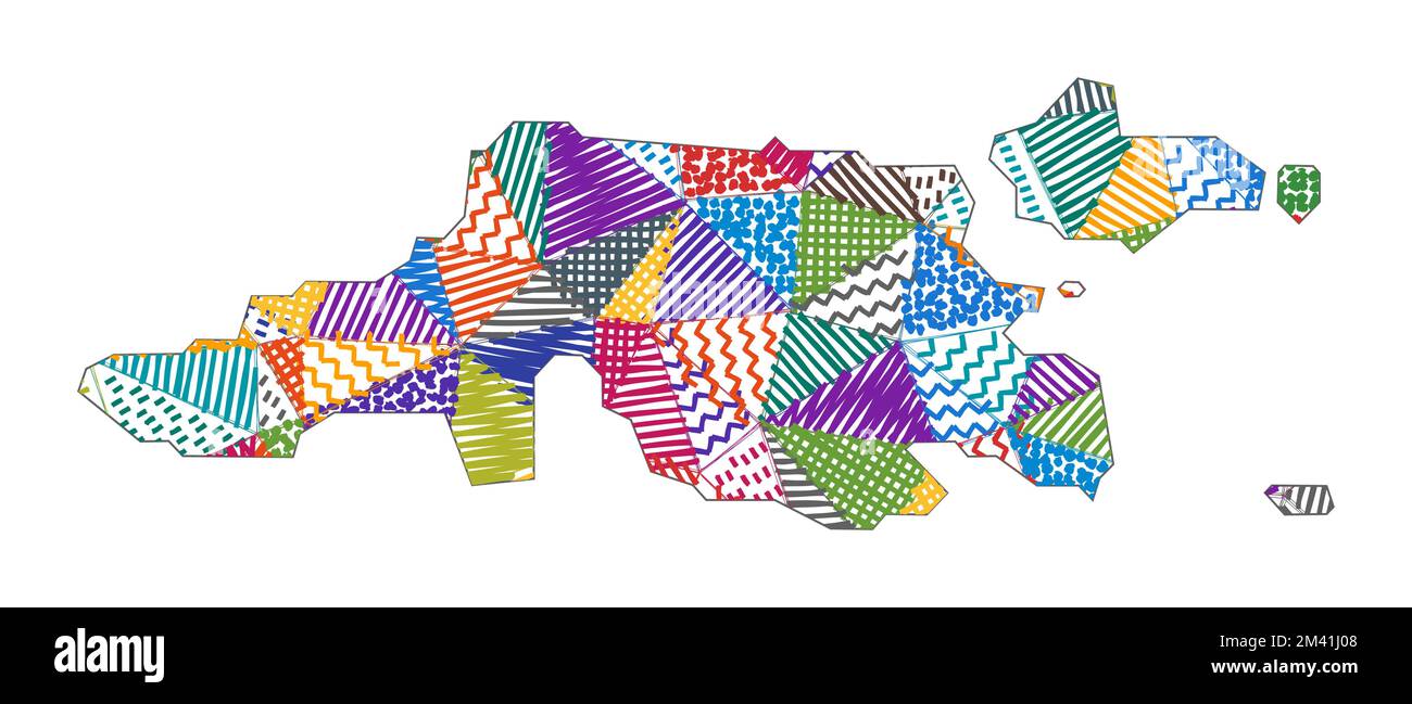 Kid style map of Jost Van Dyke. Hand drawn polygons in the shape of ...