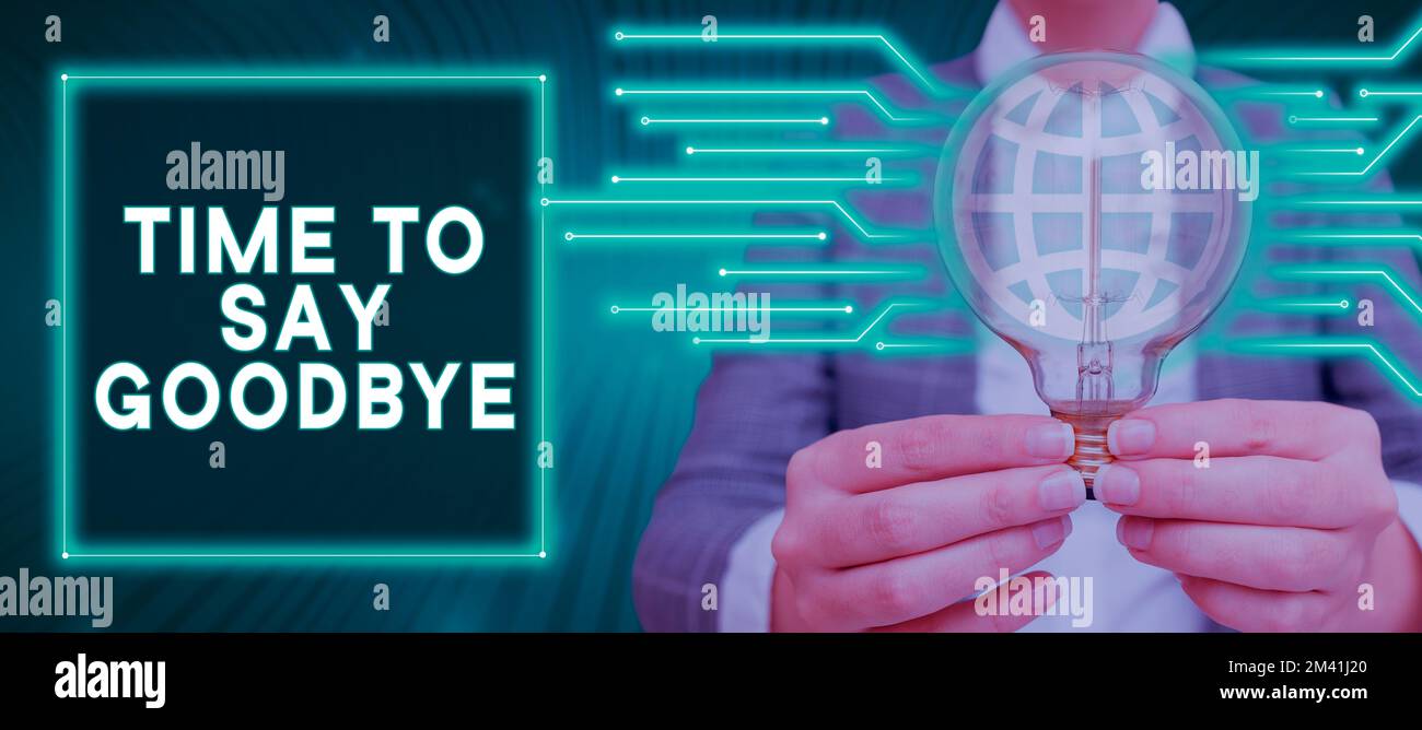 Text showing inspiration Time To Say Goodbye. Concept meaning Bidding ... Text showing inspiration Time To Say Goodbye. Concept meaning Bidding ...