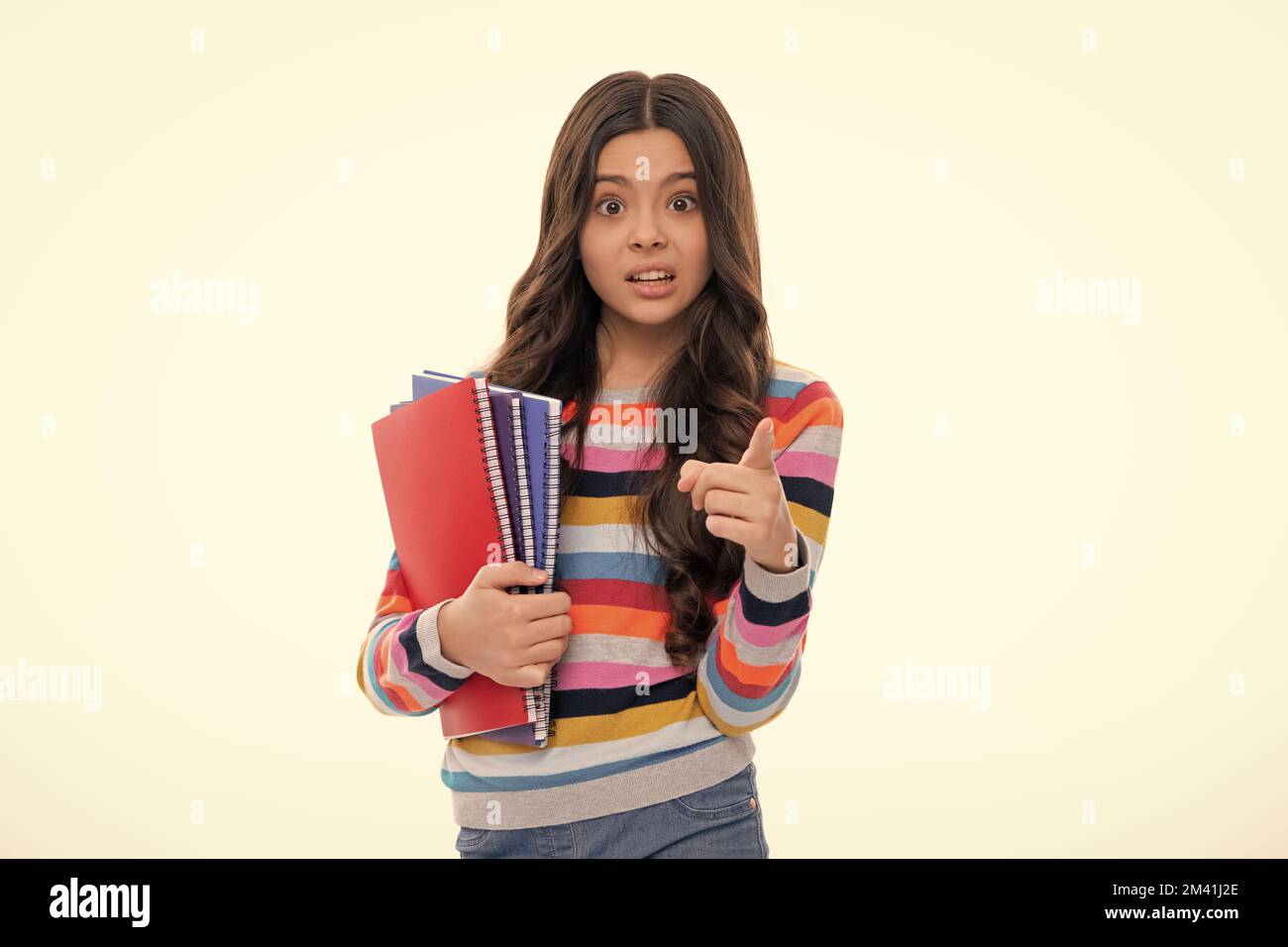 Teenager school girl study with books. Learning knowledge and kids ...