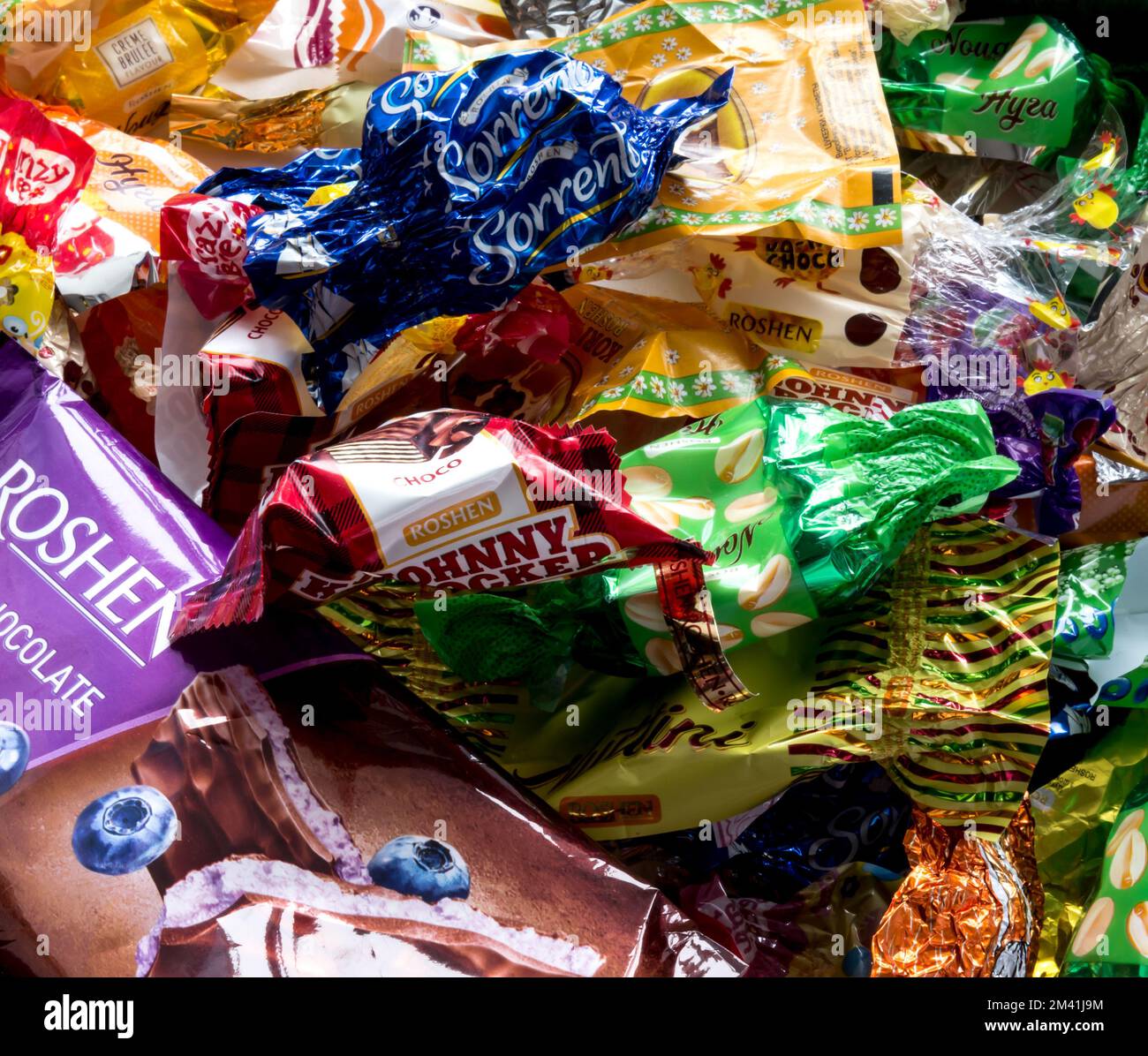 Wrappers from Roshen sweets. Roshen Confectionery Corporation is a ...