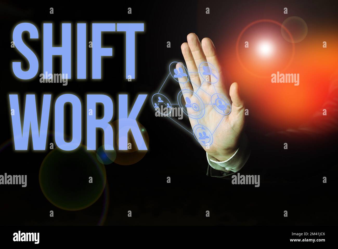 Conceptual caption Shift Work. Word for work comprising periods in ...