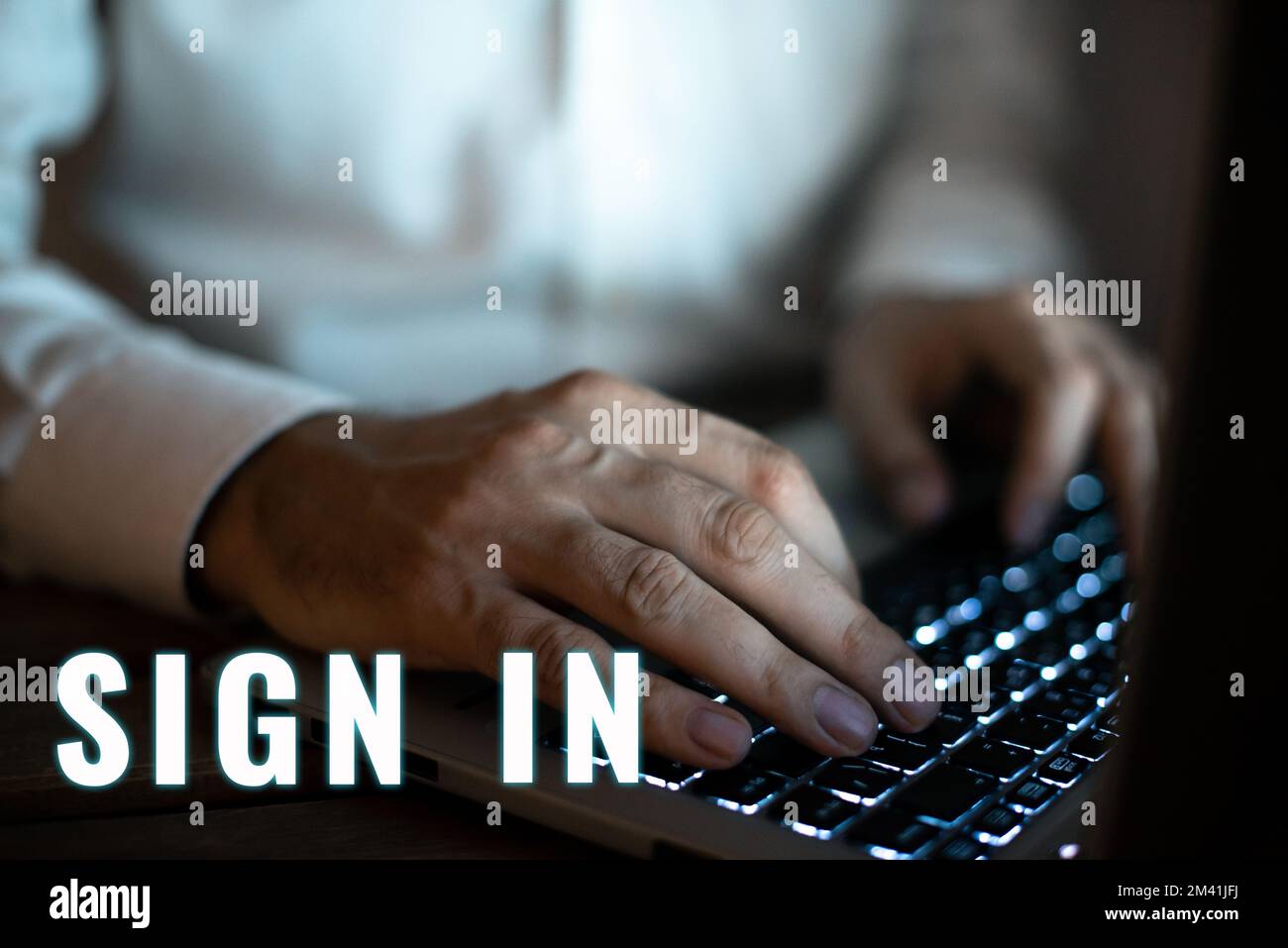 Hand writing sign Sign In. Business concept to write your name on a ...