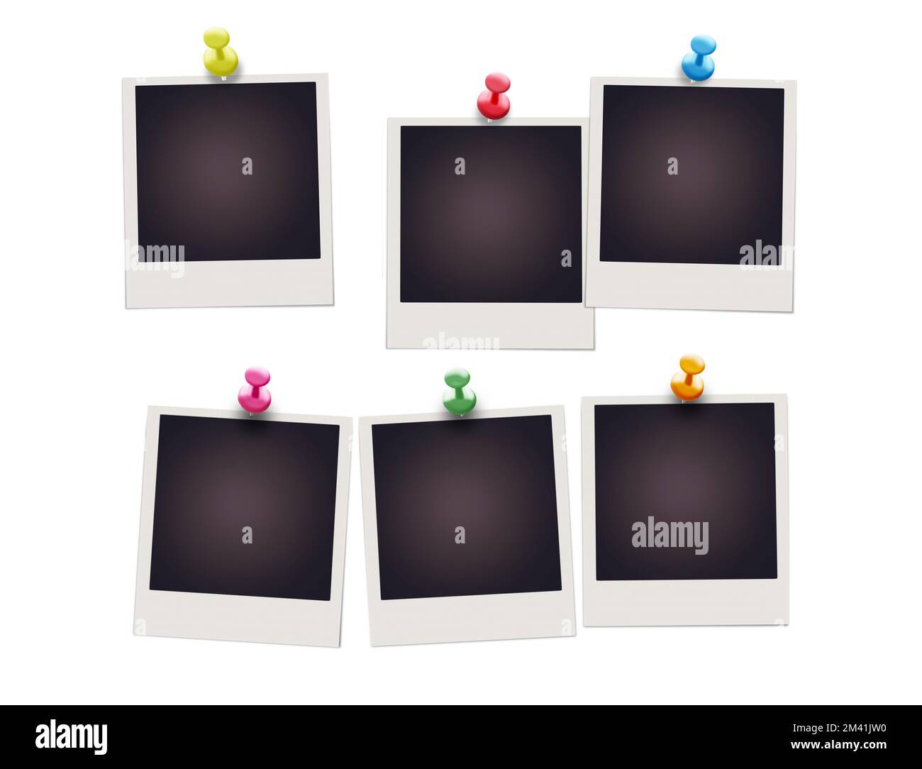 The blank photos pinned isolated on the white background Stock Photo ...