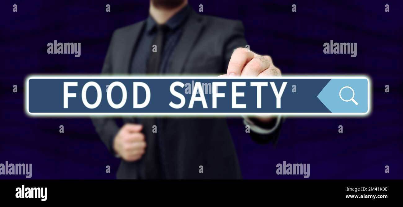 Hand writing sign Food Safety. Concept meaning Conditions and practices ...