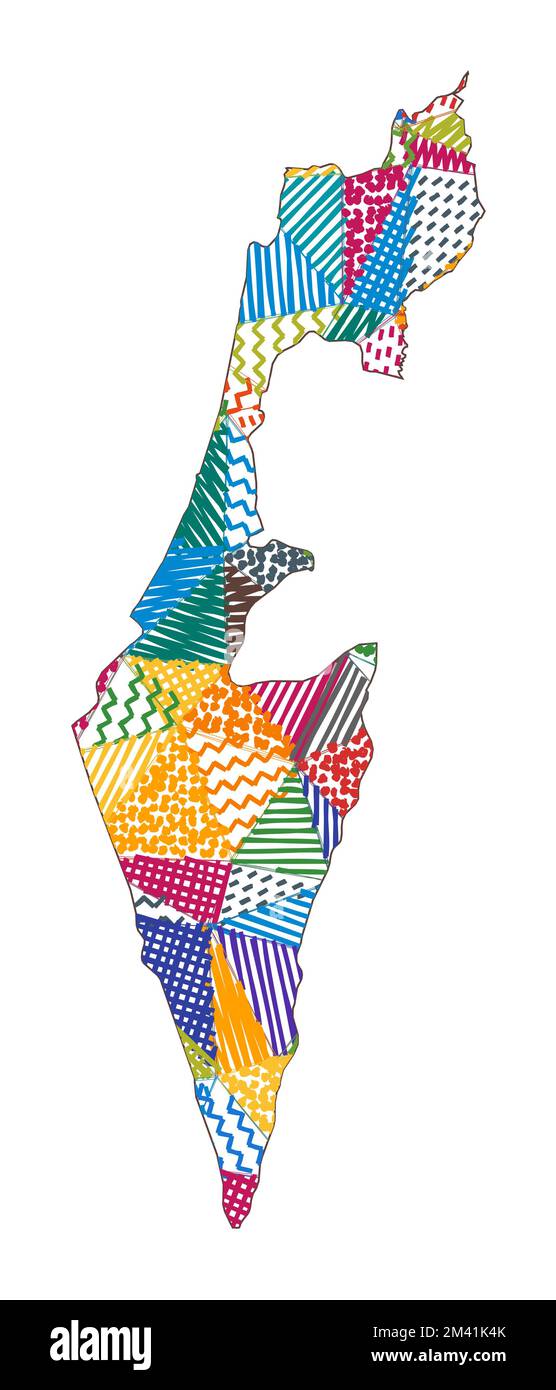 Kid style map of Israel. Hand drawn polygons in the shape of Israel ...