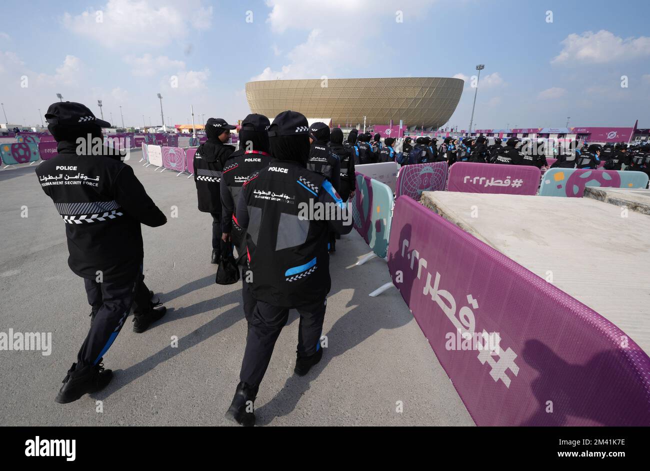 Female Police staff are seen outside the stadium prior to the FIFA ...