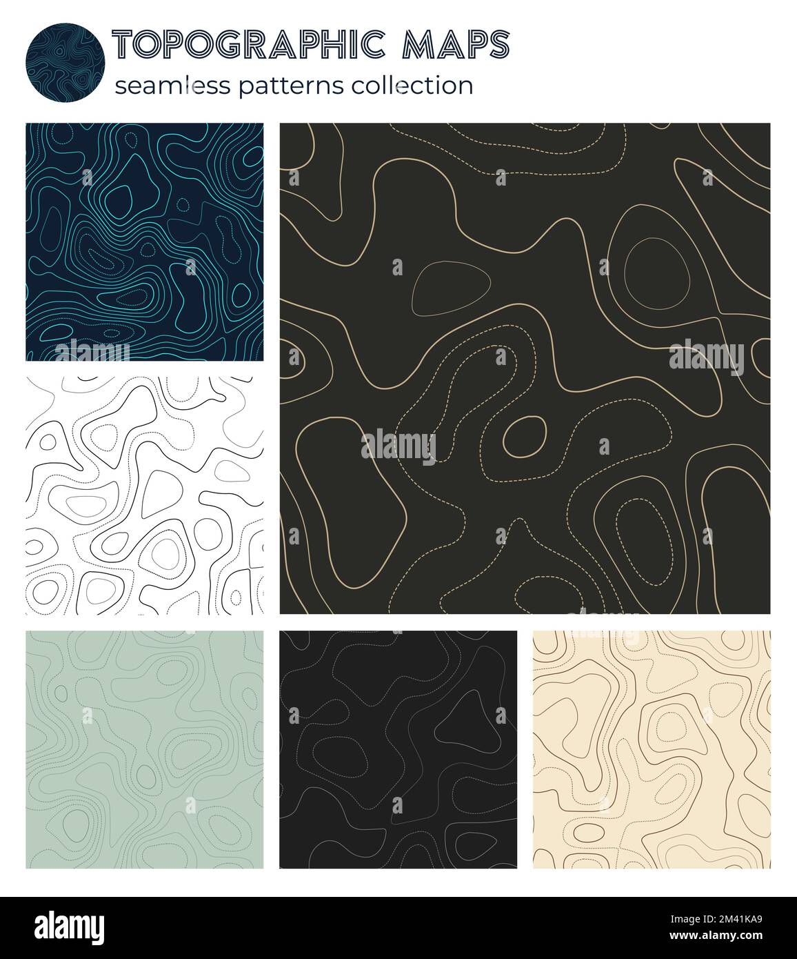 Topographic maps. Amazing isoline patterns, seamless design. Beautiful ...
