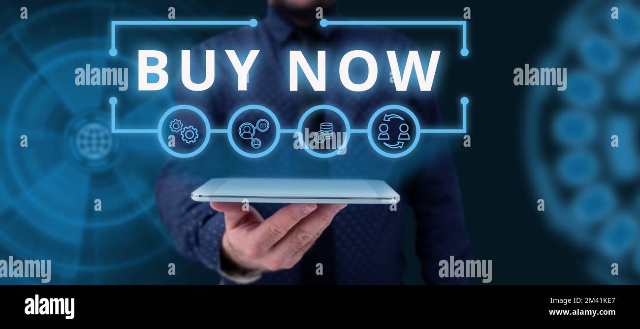 Text sign showing Buy Now. Word for asking someone to purchase your ...
