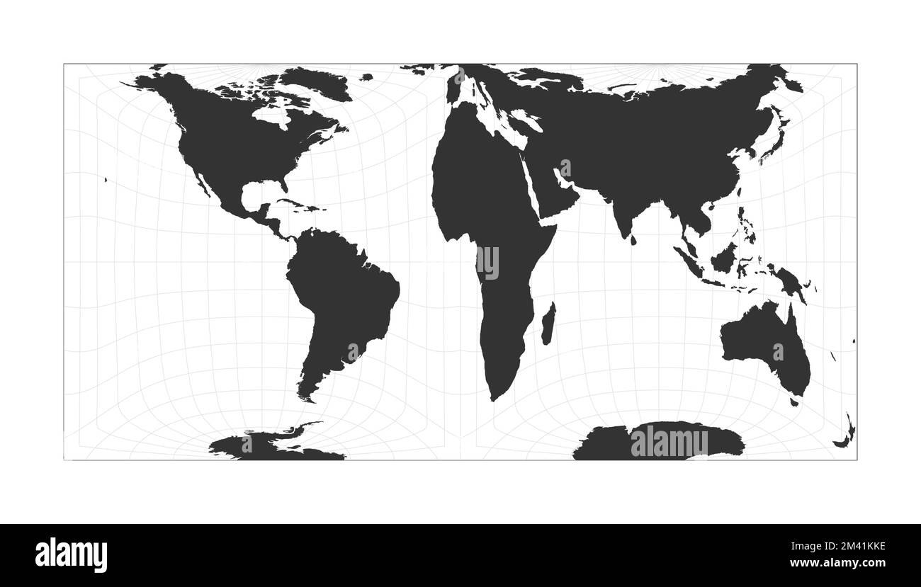 Map of the World. Gringorten square equal-area projection. Globe with ...