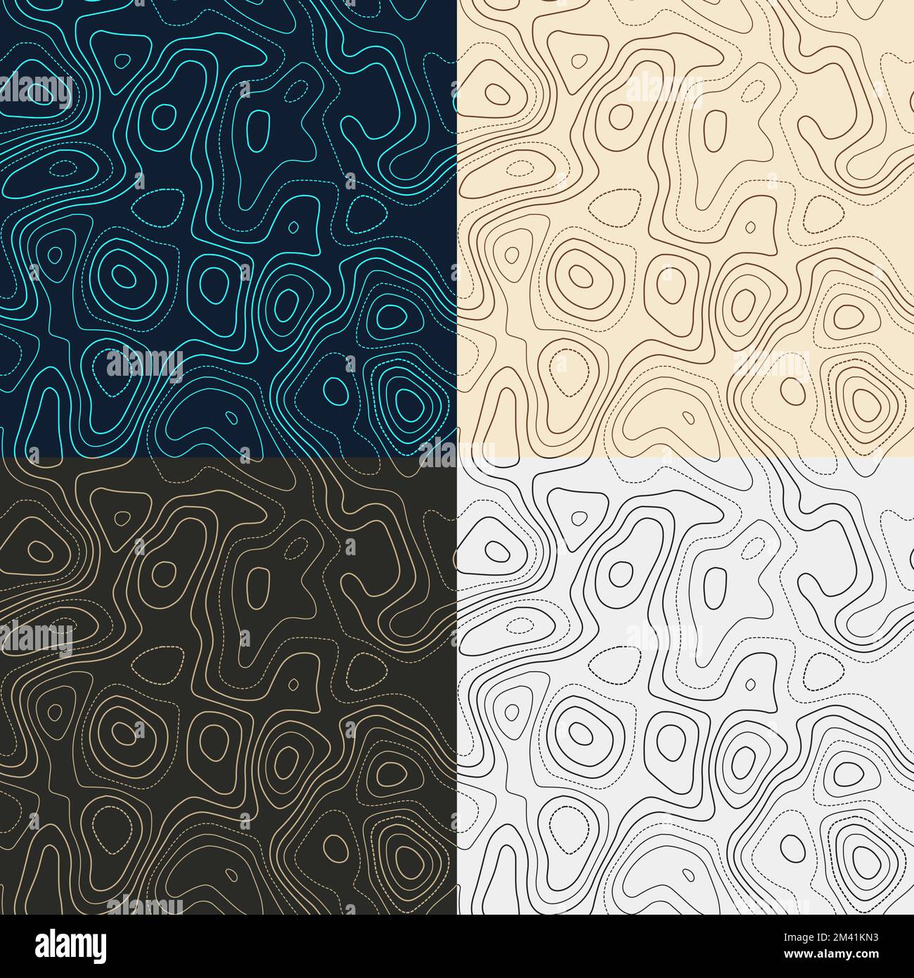 Topography patterns. Seamless elevation map tiles. Amazing isoline ...