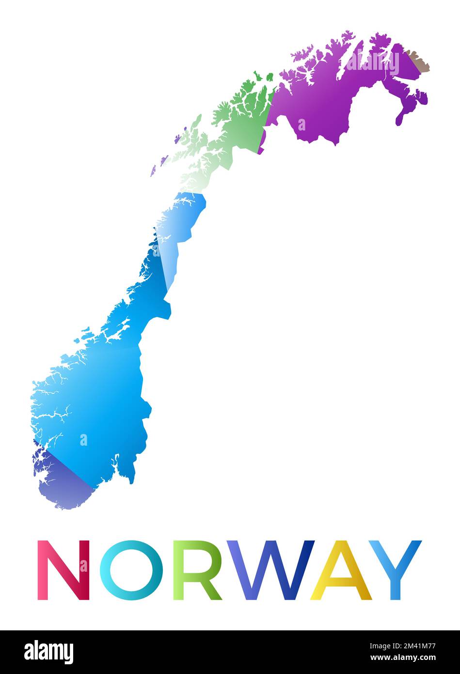 Bright colored Norway shape. Multicolor geometric style country logo ...