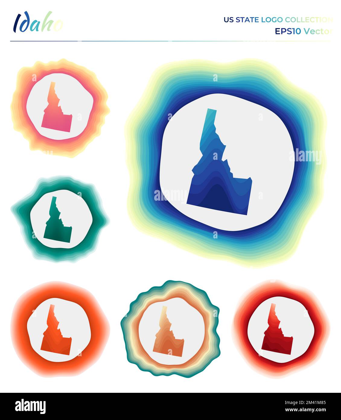 Idaho logo collection. Colorful badge of the us state. Layers around ...