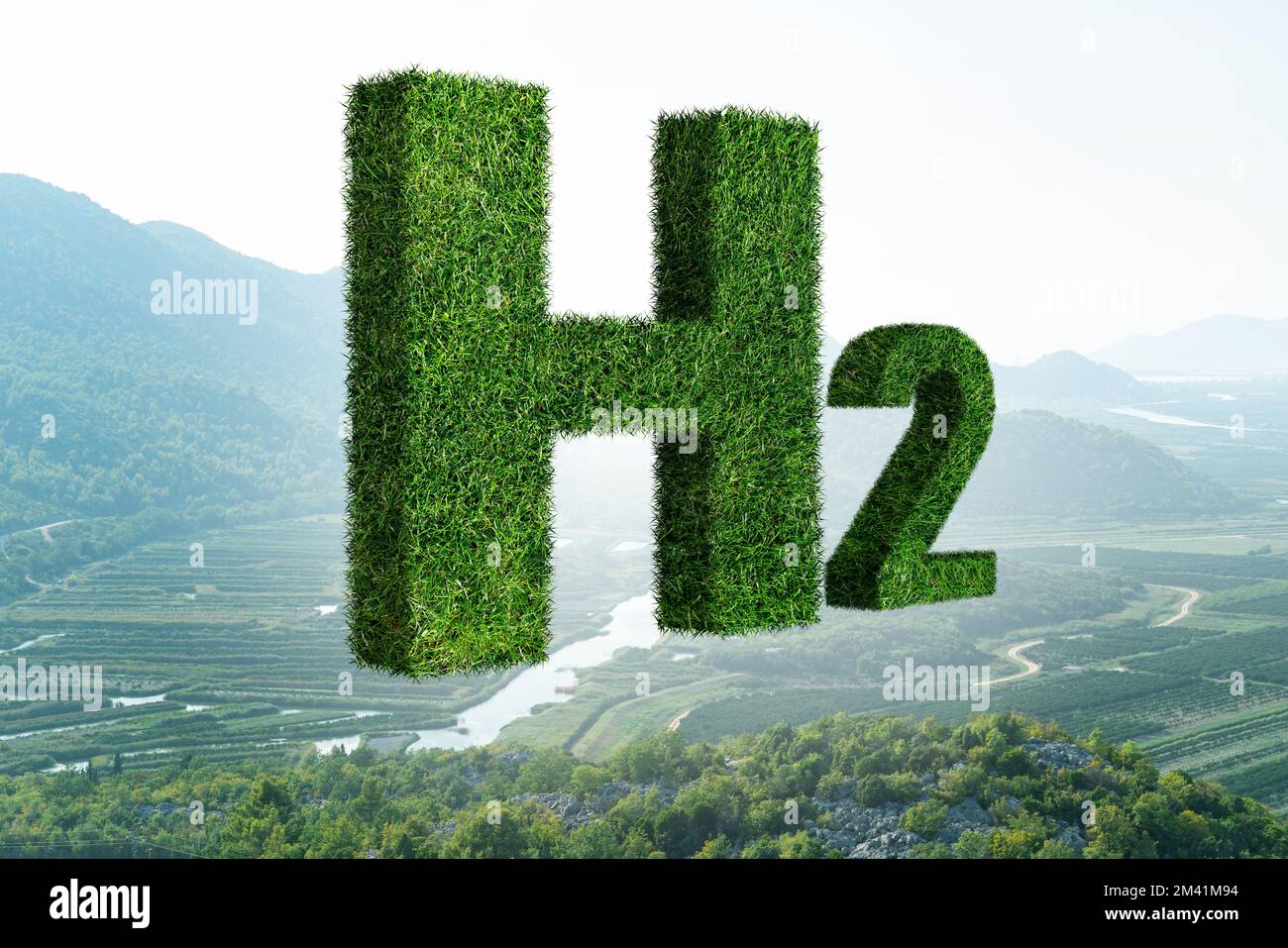 Symbol of Hydrogen H2 from grass Stock Photo - Alamy
