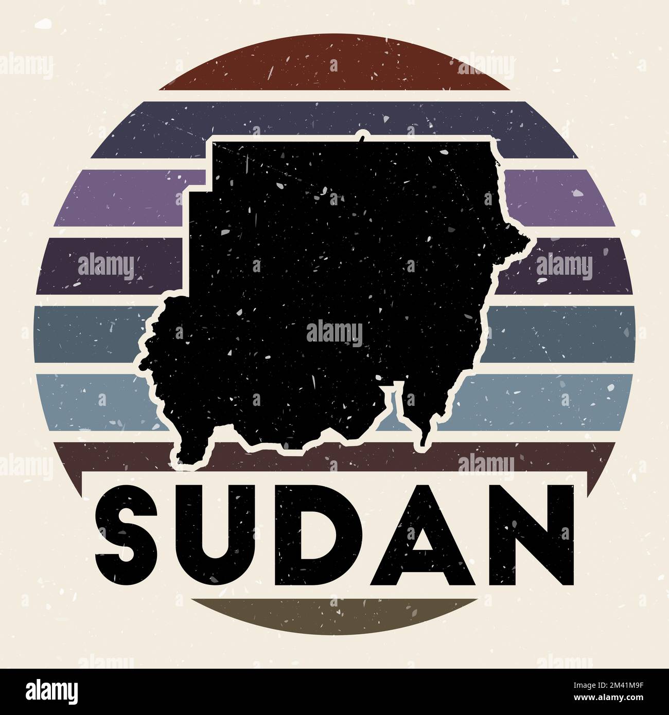 Sudan logo. Sign with the map of the country and colored stripes ...