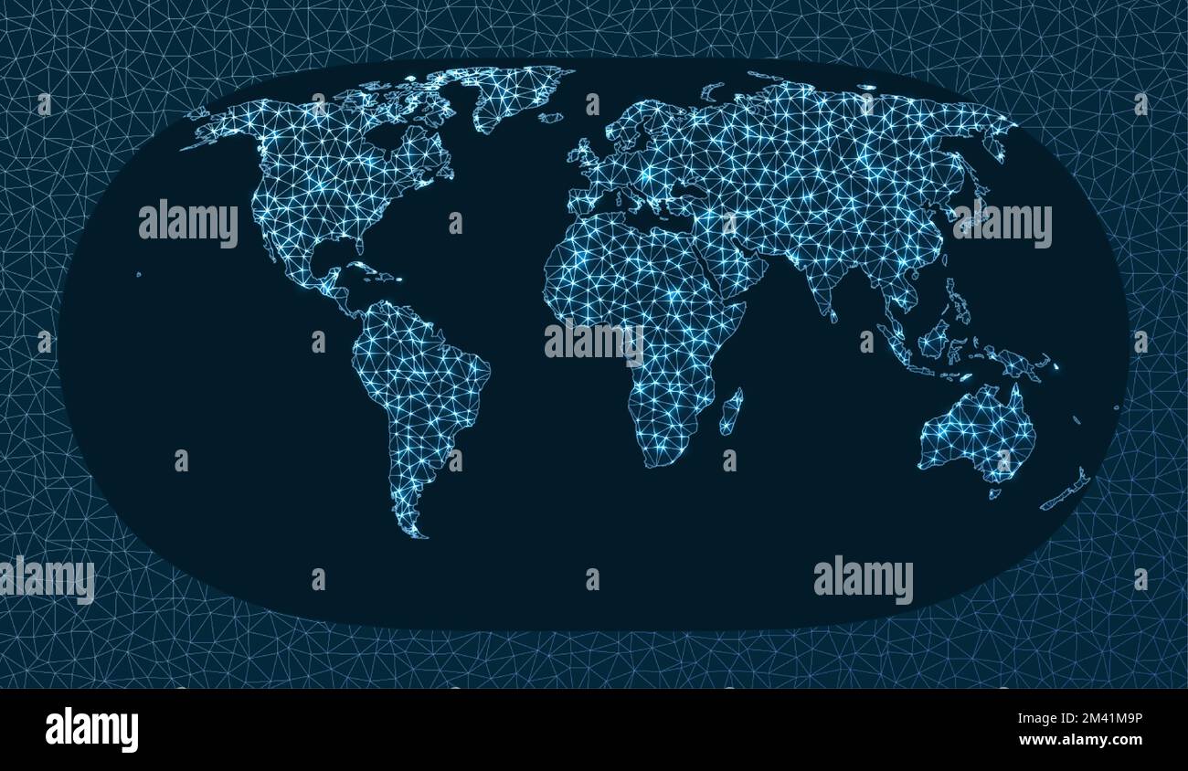 Abstract Telecommunication World Map Natural Earth 2 Projection World Network Classy