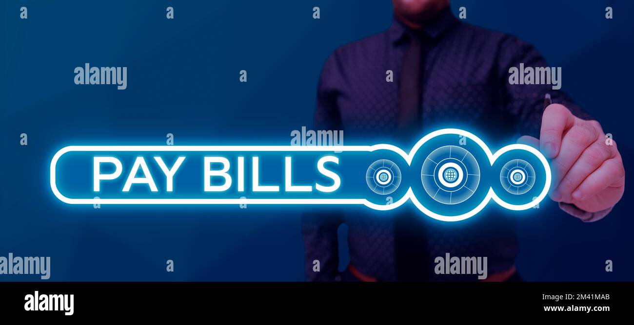 Conceptual caption Pay Bills. Word Written on list of expenses to be ...