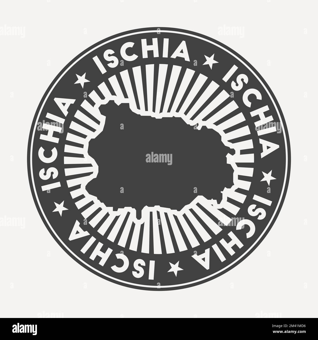 Ischia round logo. Vintage travel badge with the circular name and map ...