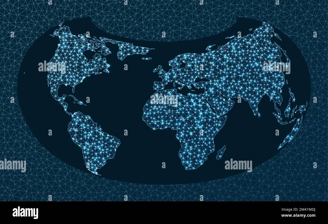 Internet And Global Connections Map Armadillo Projection World