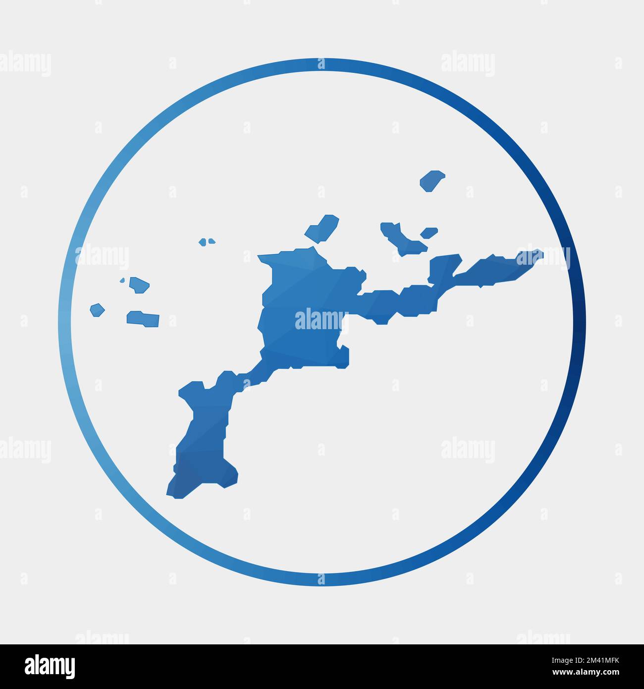 Virgin Gorda icon. Polygonal map of the island in gradient ring. Round ...