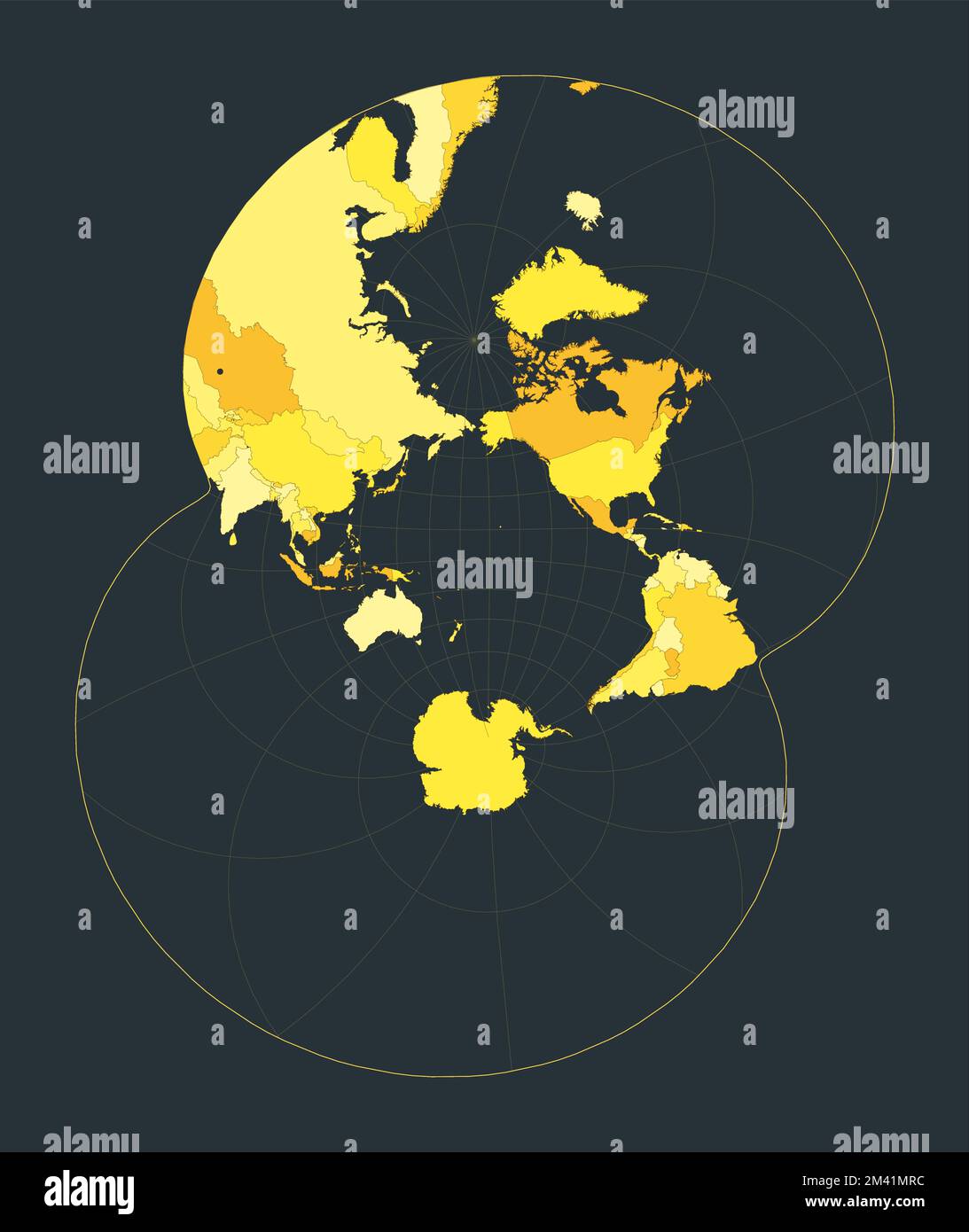 World Map Modified Stereographic Projection For The Pacific Ocean Futuristic World