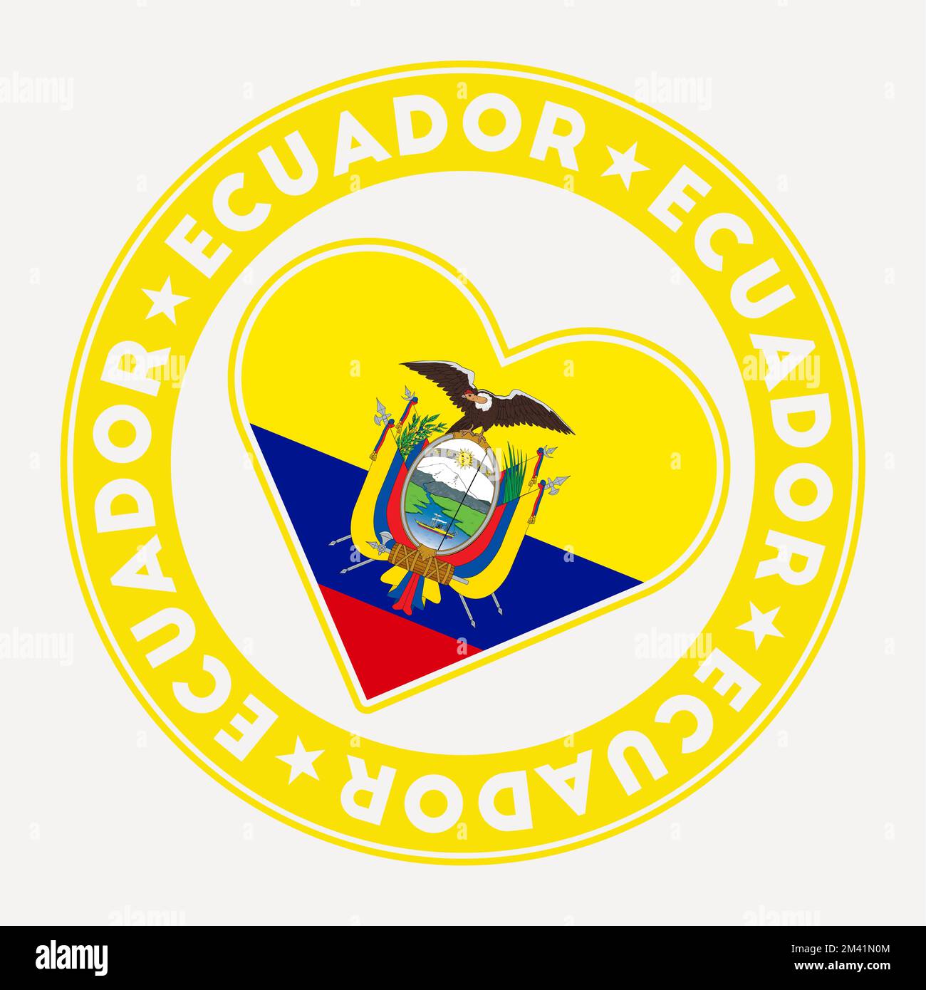 Ecuador heart flag badge. From Ecuador with love logo. Support the ...