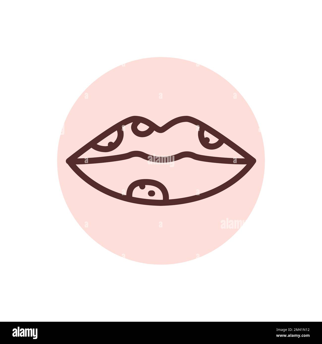 Herpes Lips Black Line Icon Dermatology Disease Skin Problem Stock
