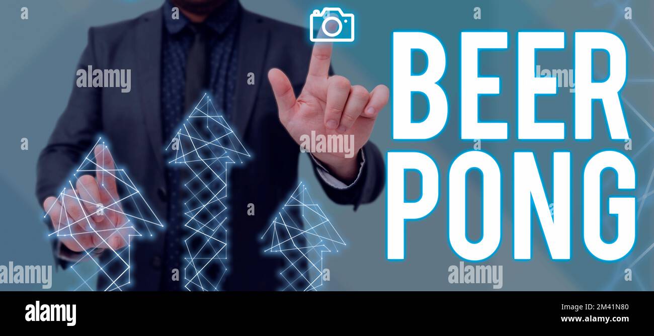 Text sign showing Beer Pong. Concept meaning a game with a set of beer ...