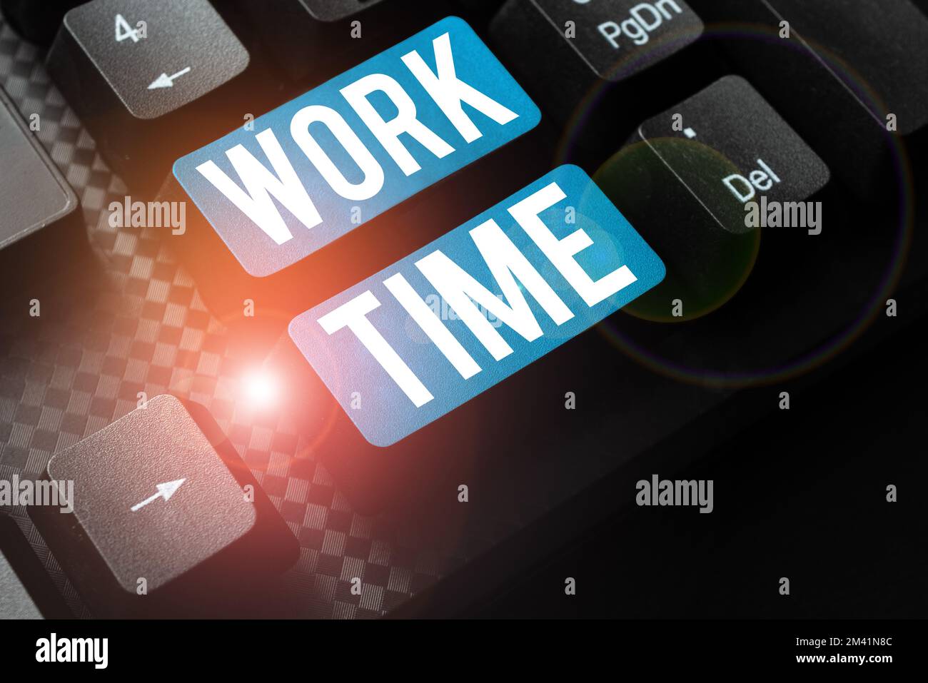 Sign displaying Work Time. Business concept period starts when ...