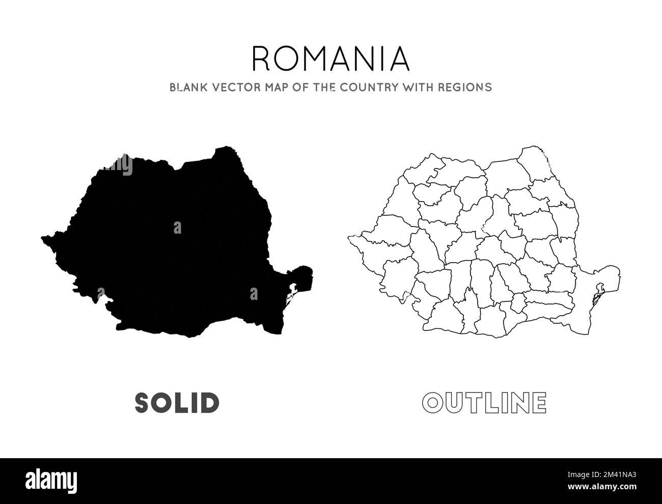 Romania map. Blank vector map of the country with regions. Borders of ...