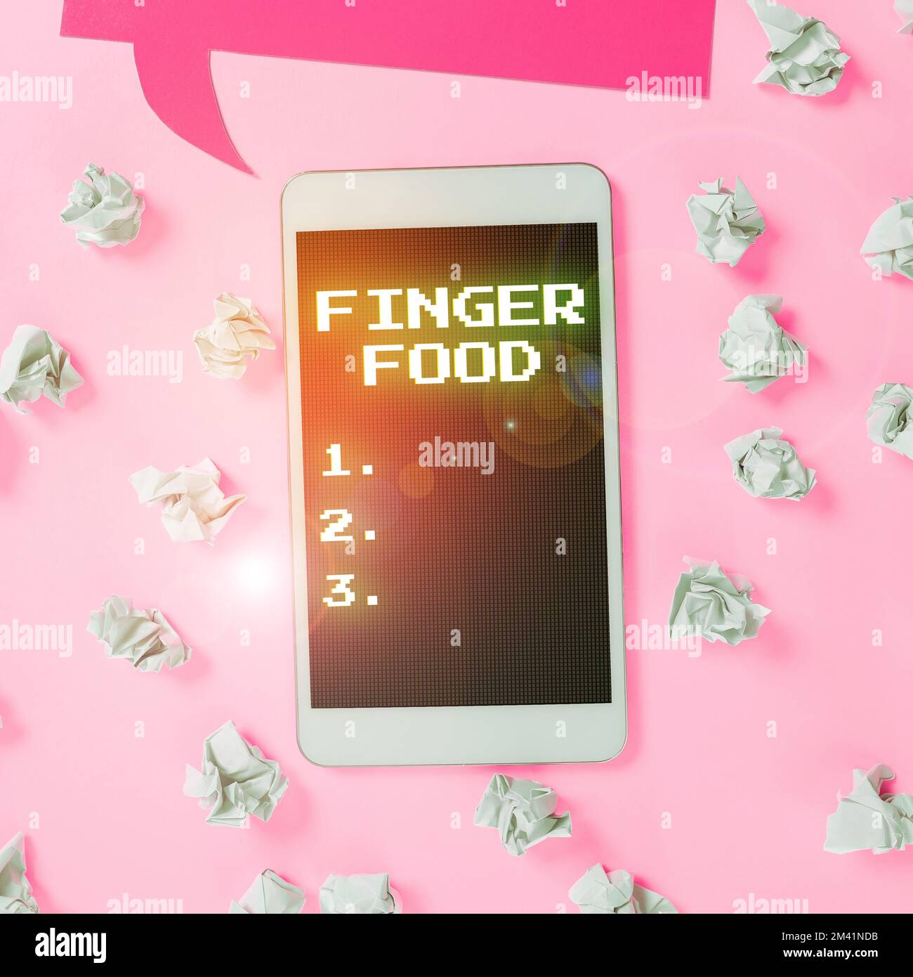 Text caption presenting Finger Food. Business overview products and ...