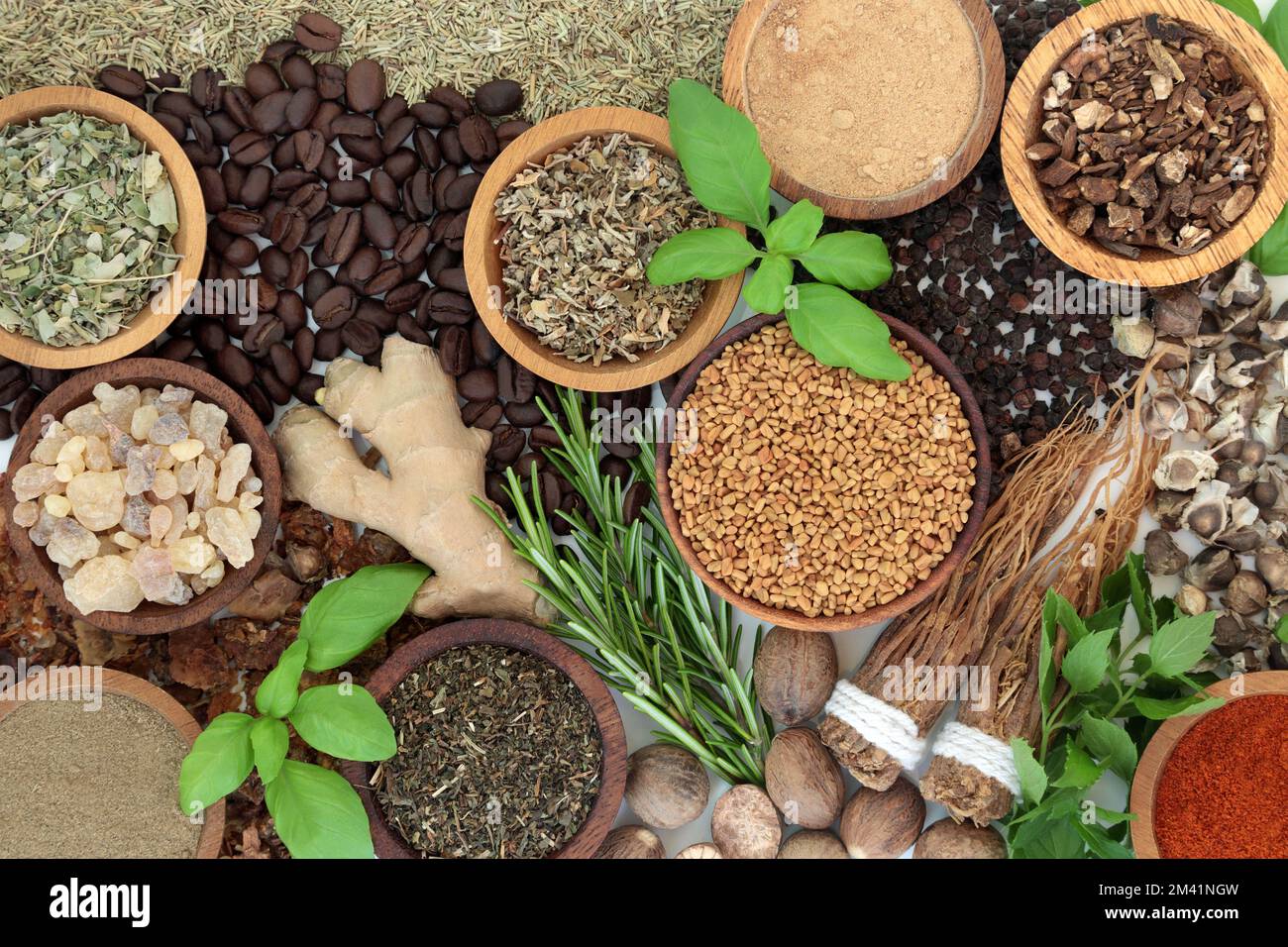 Nervine food with herbs and spices. Health food ingredients for nerve ...