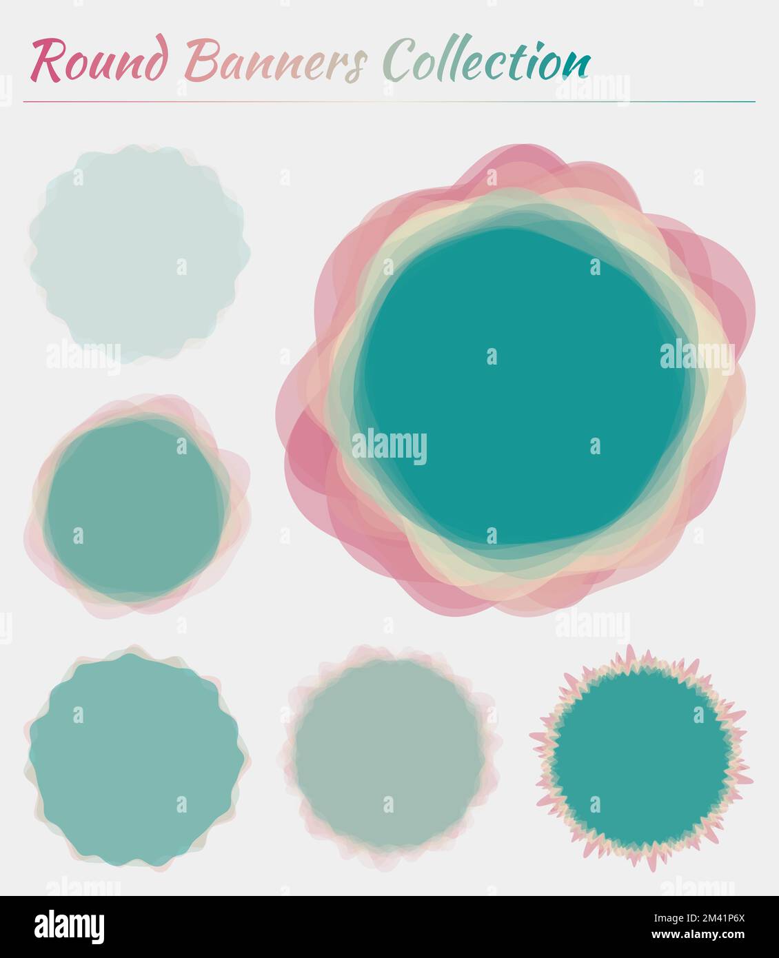 Round logos collection. Circular backgrounds in teal and rose colors ...