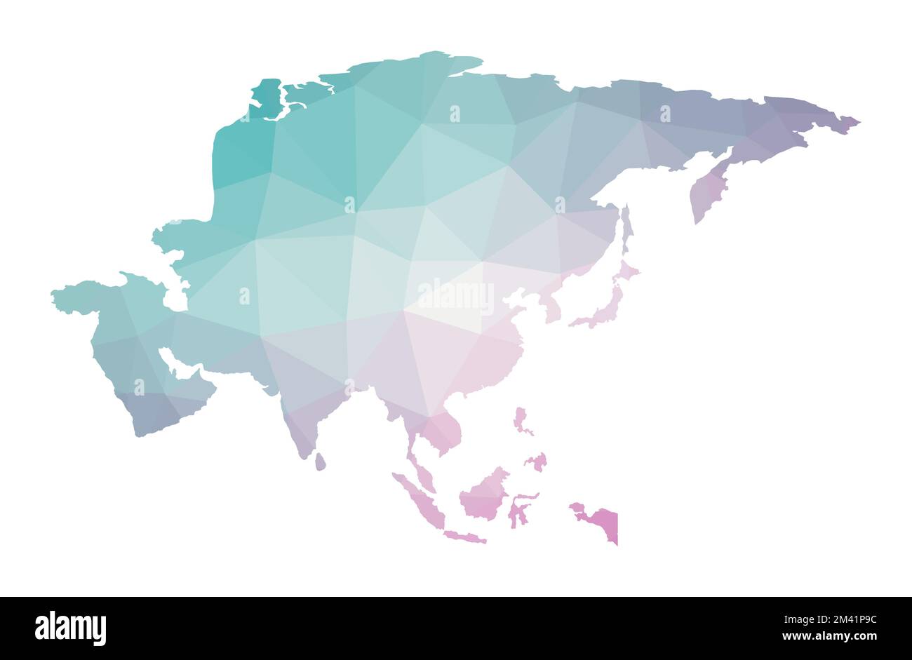 Polygonal map of Asia. Geometric illustration of the continent in ...