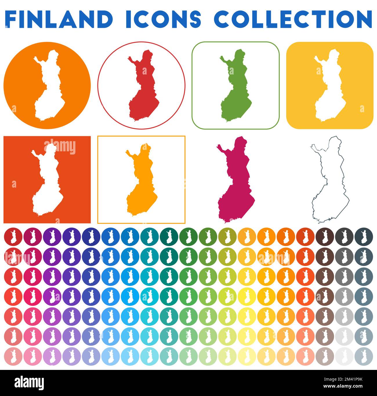 Finland icons collection. Bright colorful trendy map icons. Modern ...