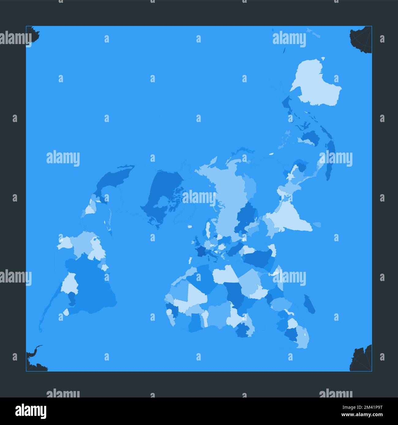 World Map. Peirce quincuncial projection. Futuristic world illustration ...