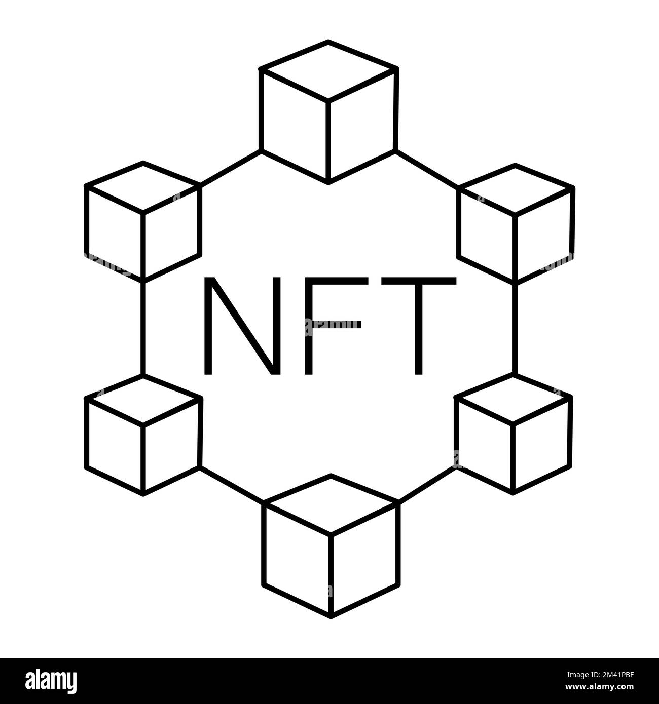 NFT non fungible token. Black and white. Blockchain Stock Vector Image & Art - Alamy