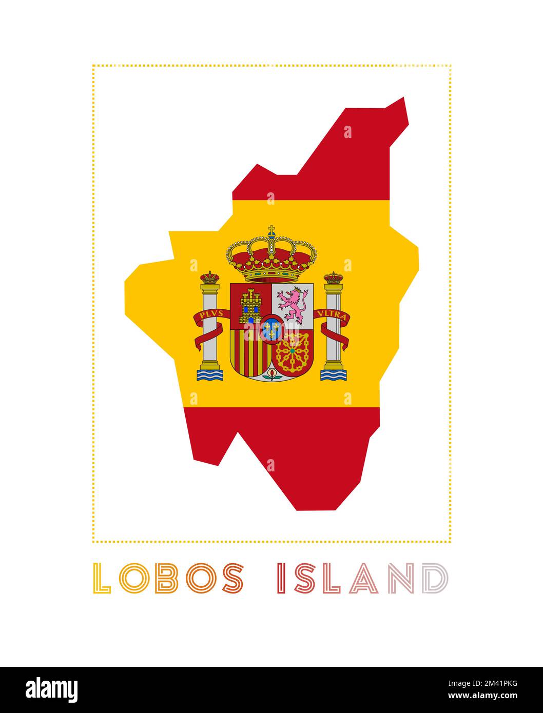 Lobos Island Logo. Map of Lobos Island with name and flag. Modern ...