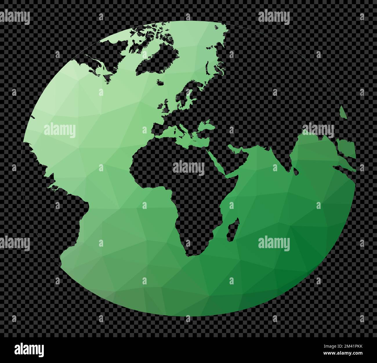 Low Poly World Map Modified Stereographic Miller Projection Polygonal