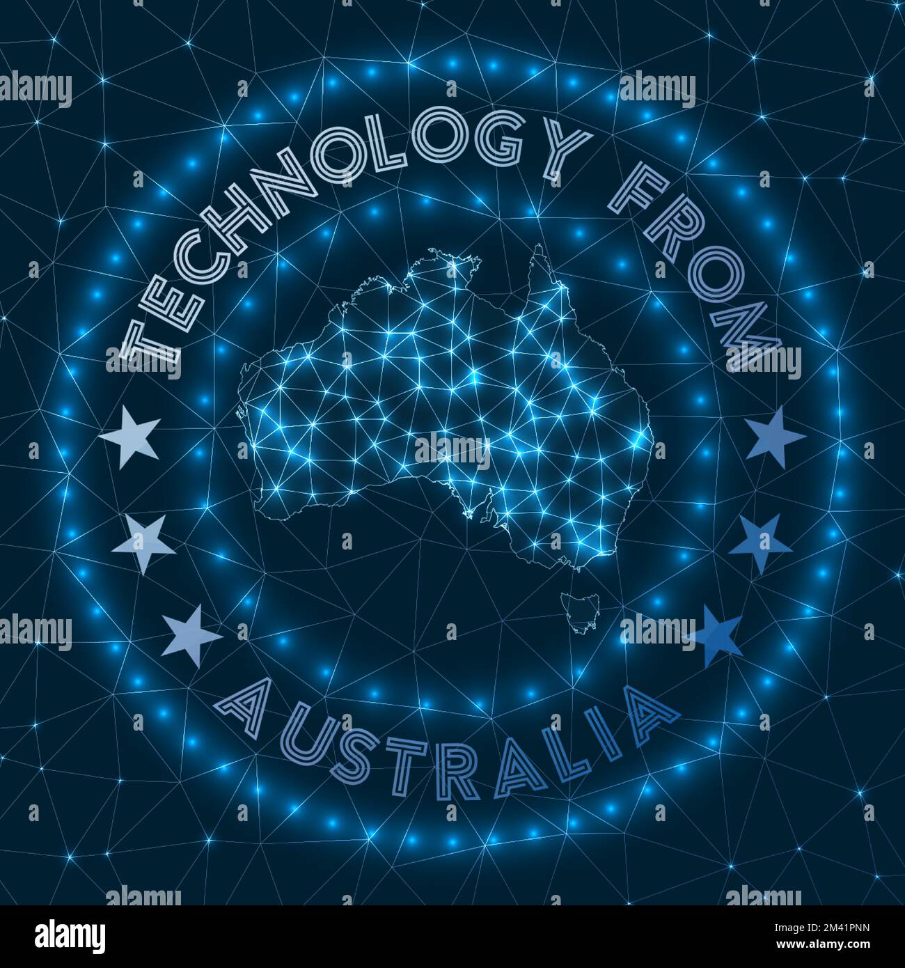 Technology From Australia. Futuristic geometric badge of the country ...