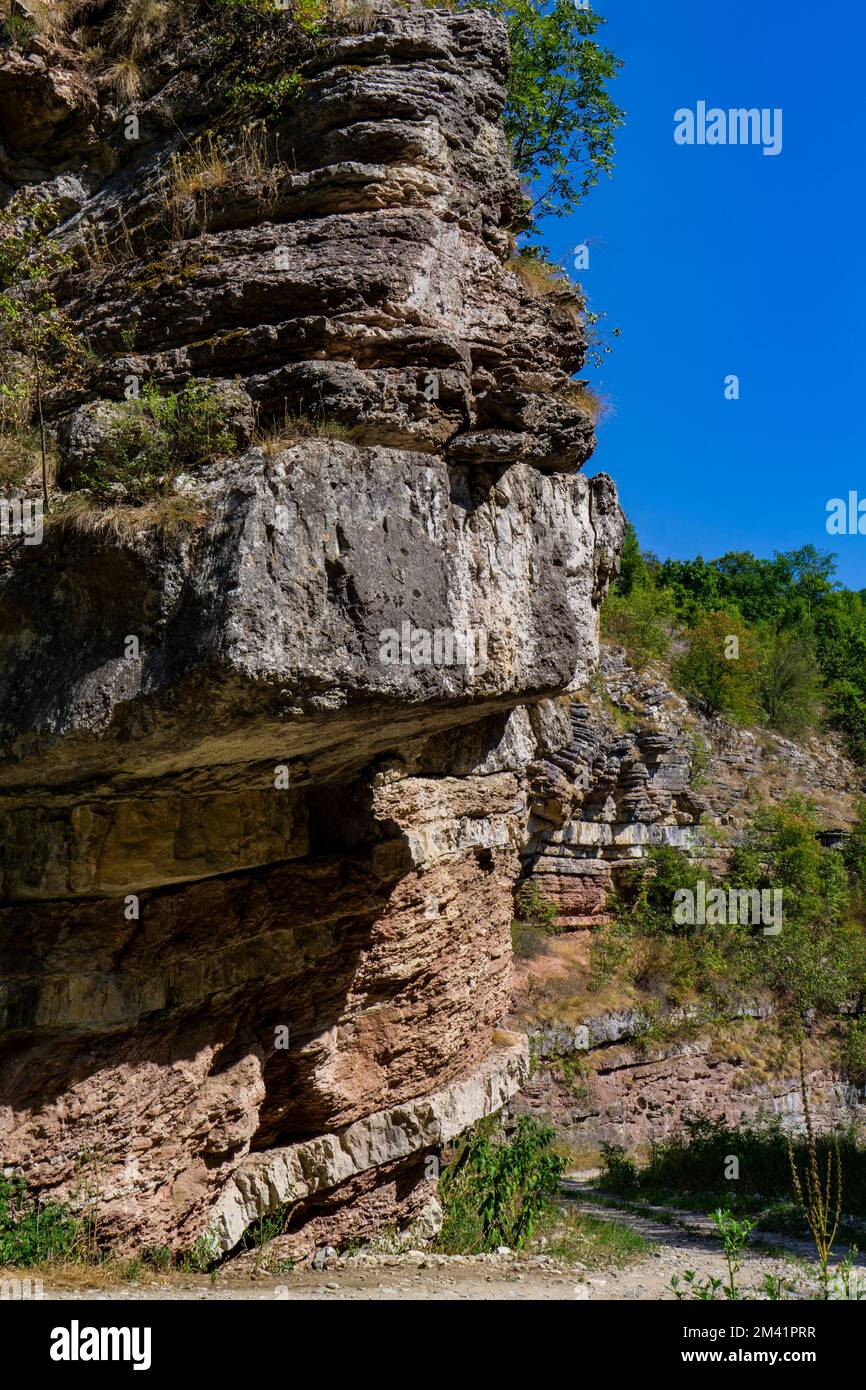 View at geological formations at Boljetin river gorge in Eastern Serbia ...
